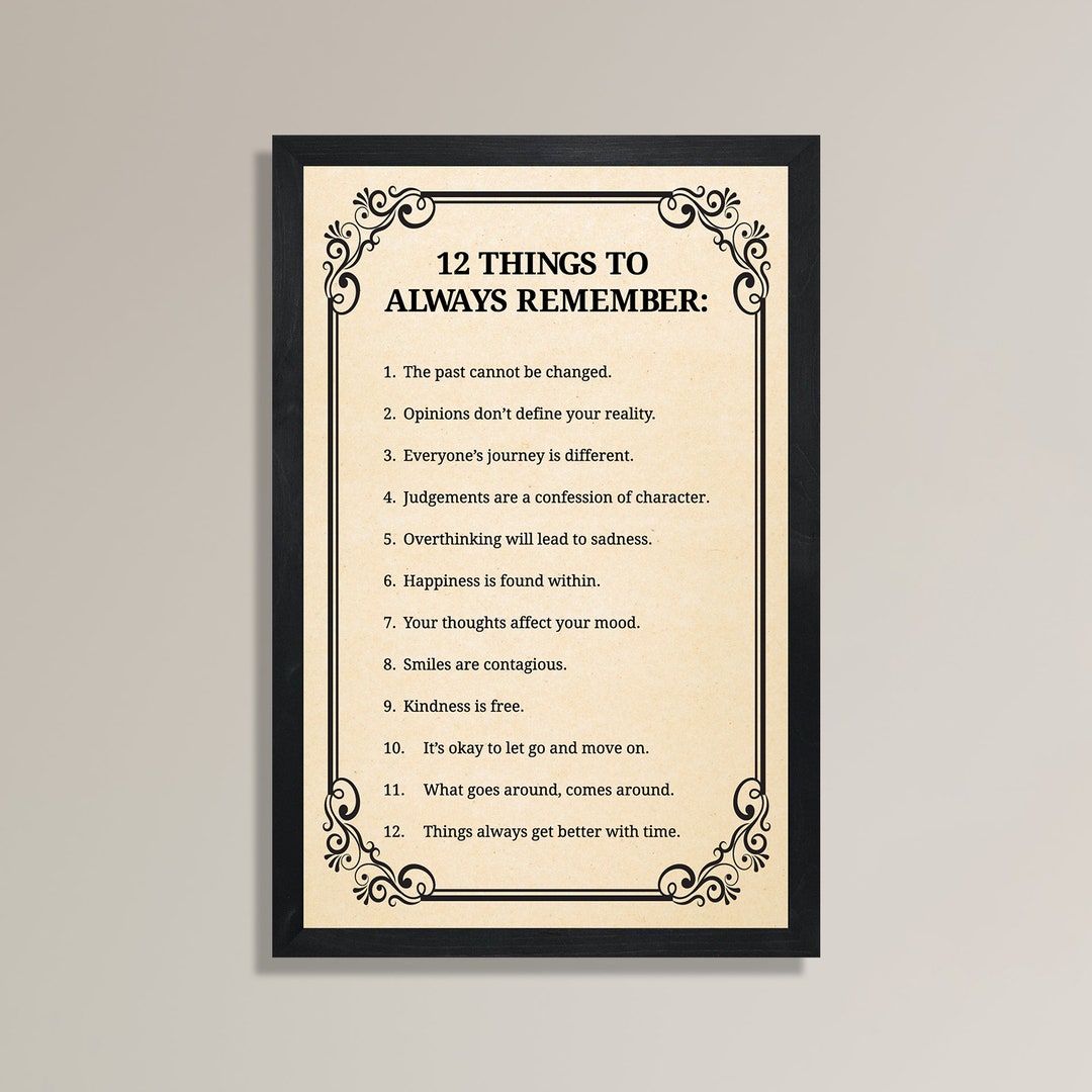 12 Things to Always Remember Sign-inspirational Wall Art-office Wall ... 12 Things to Always Remember Sign-inspirational Wall Art-office Wall ...