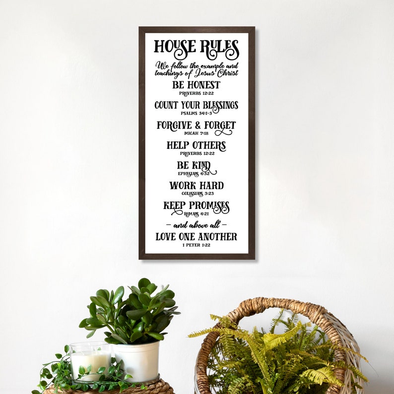 House Rules Sign-scripture Family Rules-religious Wall Decor - Etsy