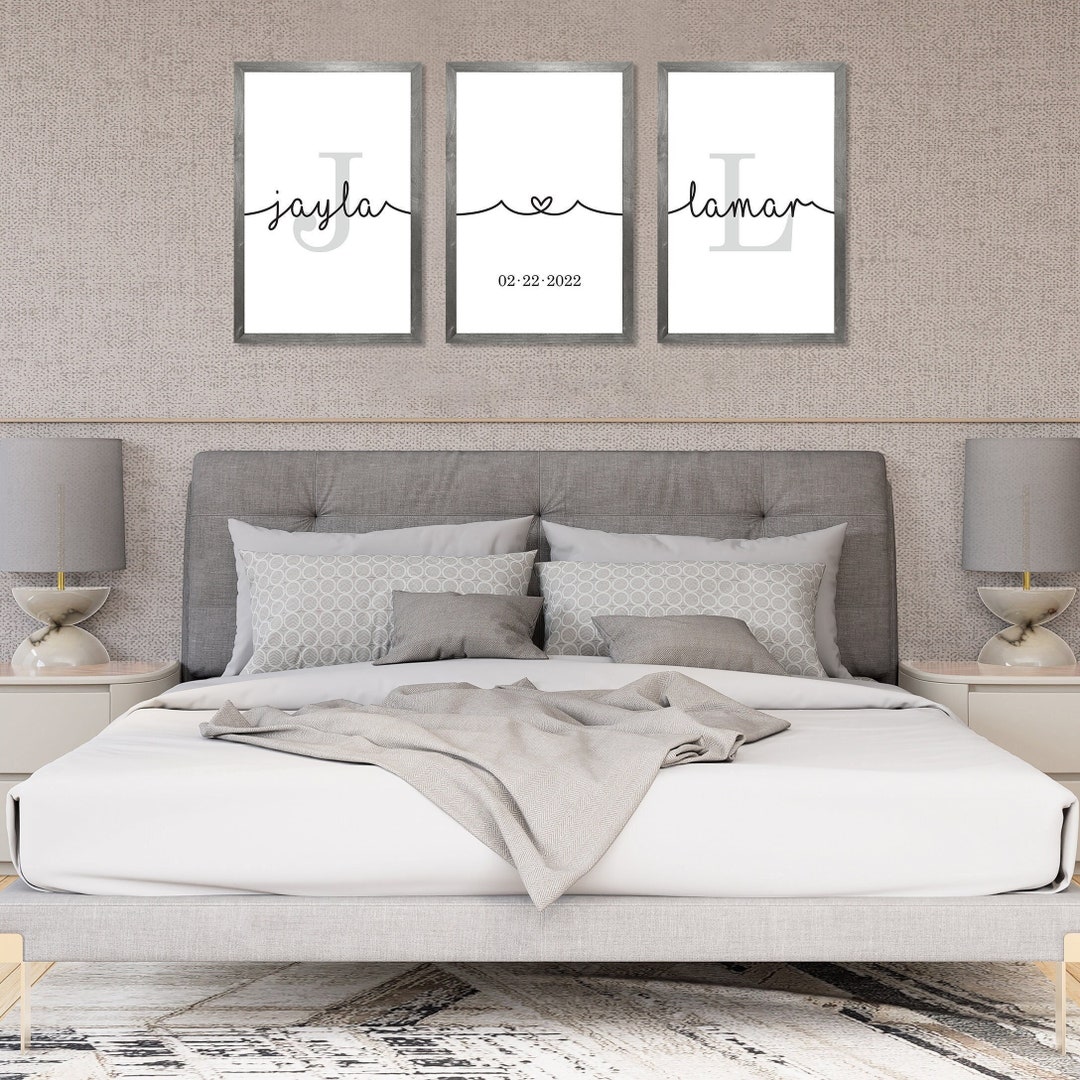 Personalized Wedding Gift for Couple-couple Name Sign Above Bed-bedroom ...