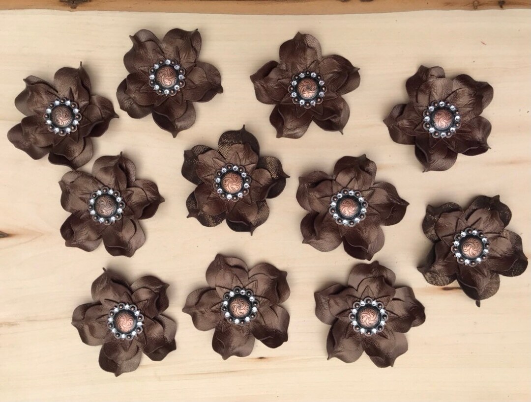 Copper Leather Concho Flower - Etsy