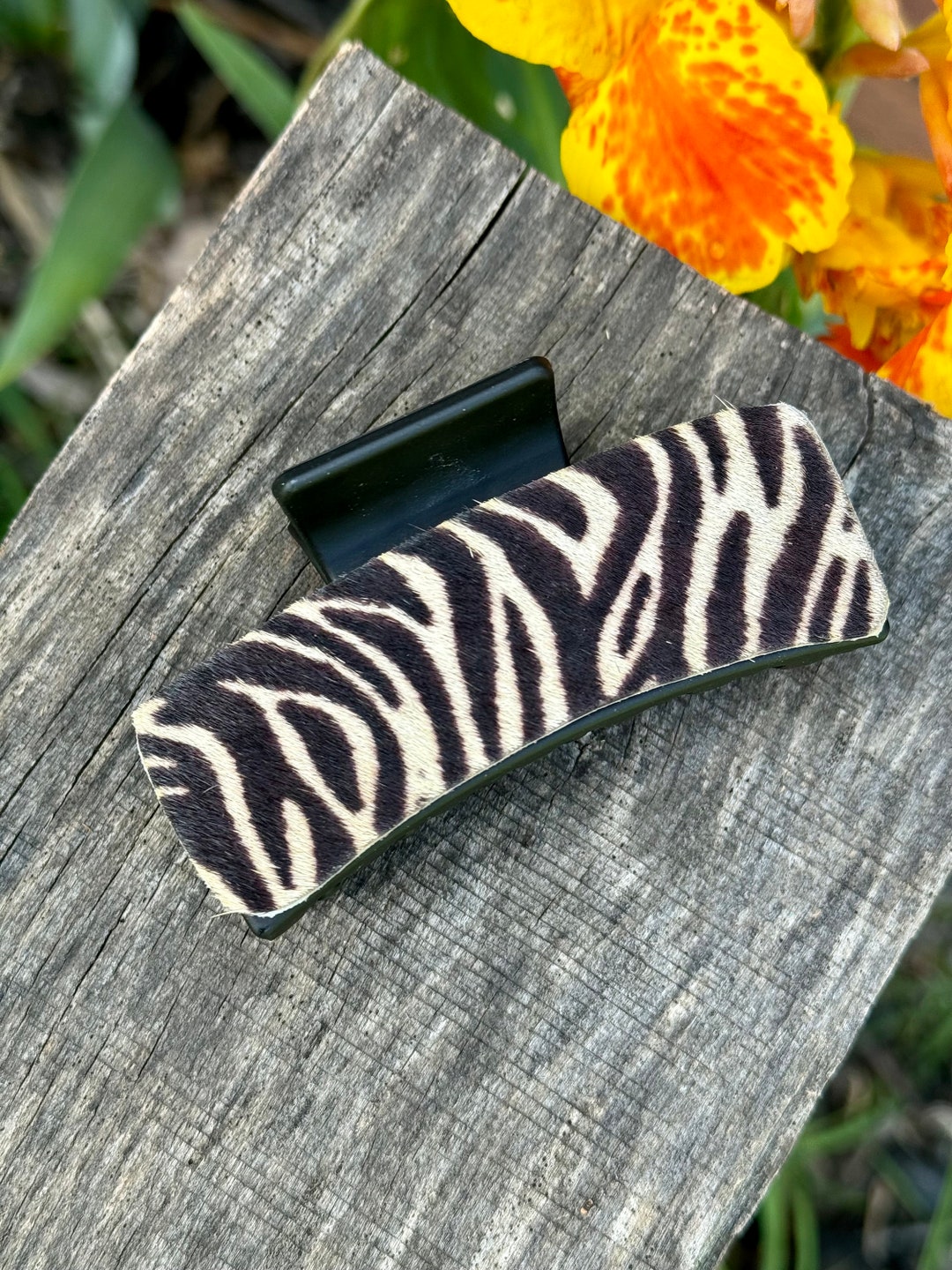 Leather Hair Claw Clip. Zebra Print Claw Clip. Western Hair Clip ...