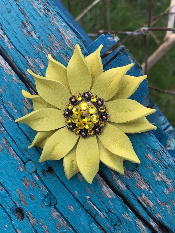Riding & Farm Animals Pet Supplies Yellow Sunflower leather flower ...