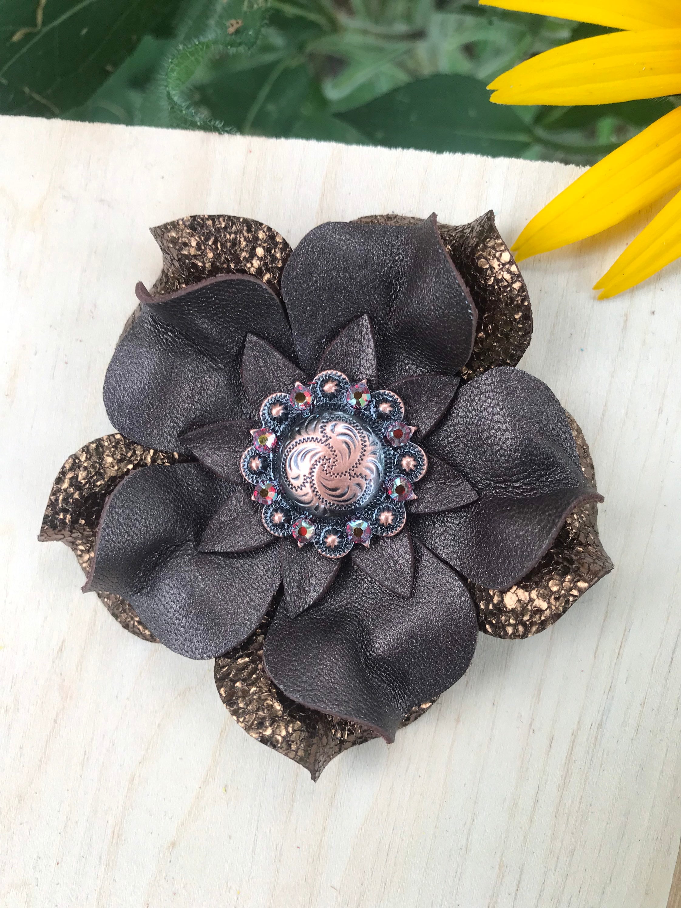 Copper Bronze Leather Flower Concho. Concho for Saddle Tack Concho ...