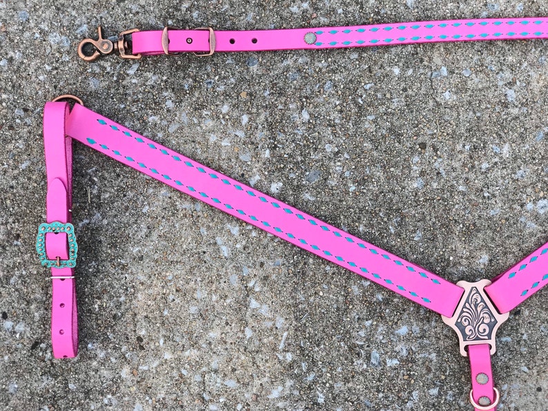 Hot Pink Leather Tack Set. Bubble Gum Pink Tack. Pink Leather - Etsy