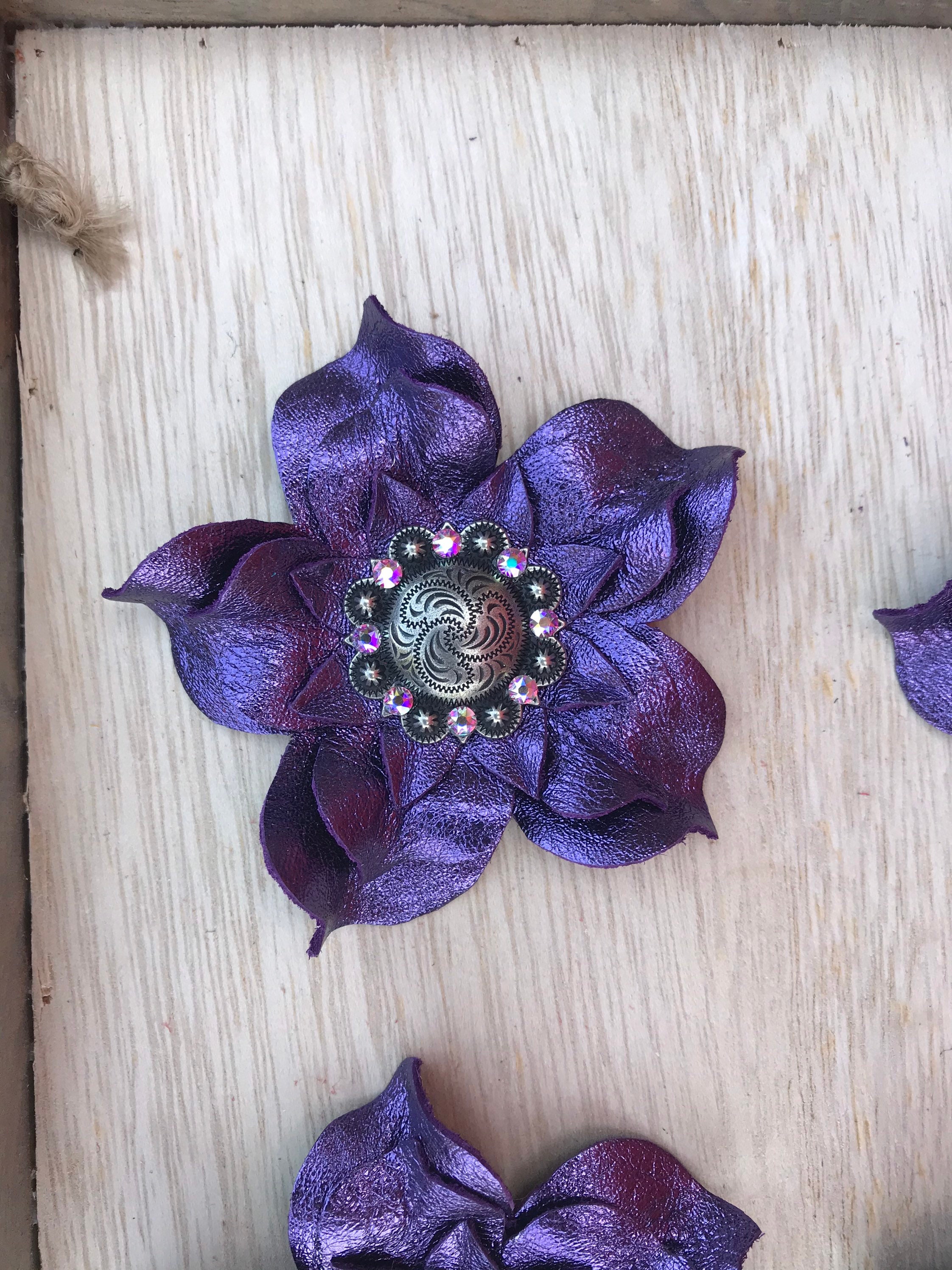 Metallic Purple Leather Flower Concho Purple Saddle Concho Tack Concho ...