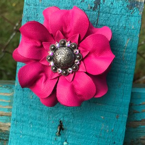 Pink Leather Flower Concho. Swarovski Crystal Bling Concho for Tack ...