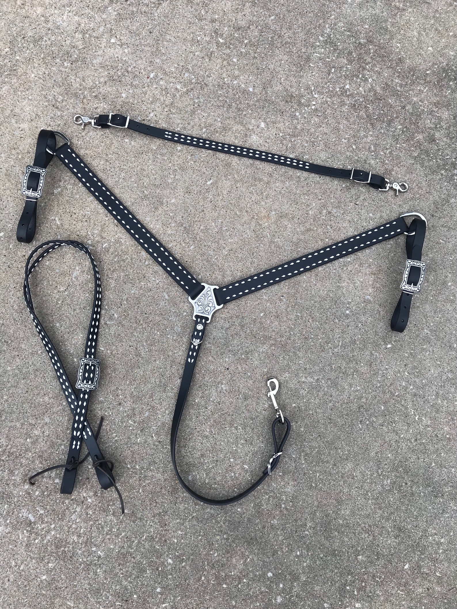 Black Leather Buckstitch Tack Set. Black Buckstitch Headstall - Etsy