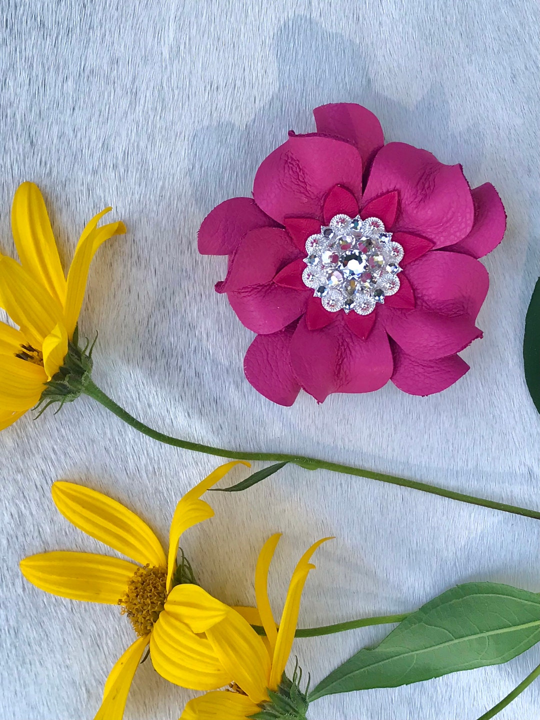 Pink Leather Flower Concho - Etsy