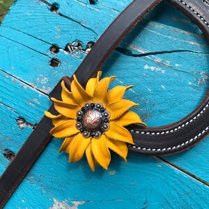 Yellow Sunflower Leather Flower Concho. Sunflower Concho for Tack ...