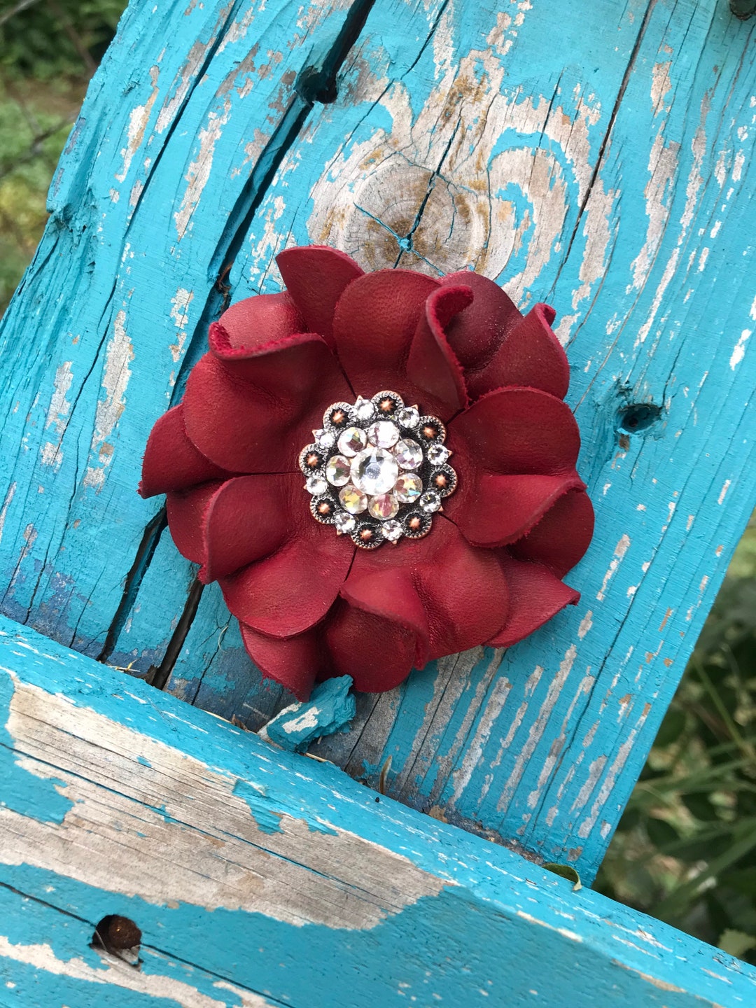 Rose Leather Flower Concho. - Etsy