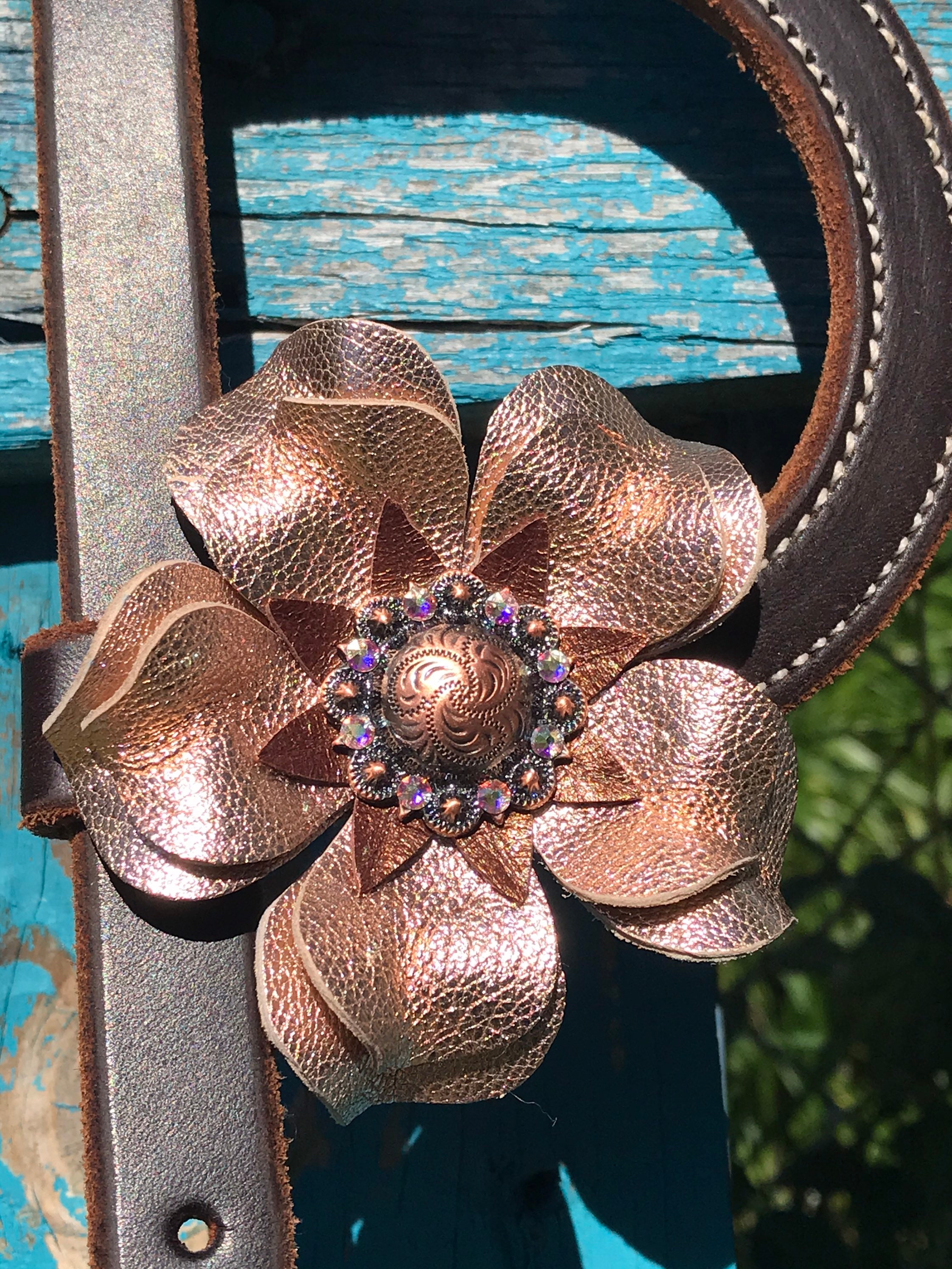 Rose Gold Leather Flower Concho - Etsy UK