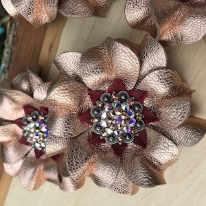 Set of 4 Rose Gold Leather Flower Conchos for Saddle. Rose Gold Saddle ...