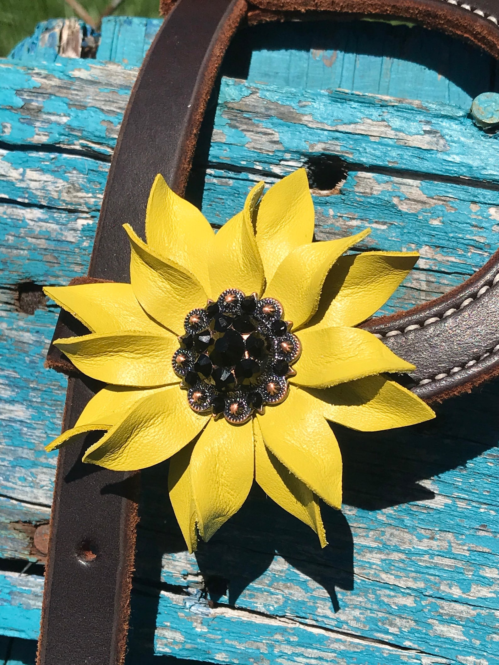 Sunflower Leather Flower Concho Sunflower Tack Sunflower Concho for ...