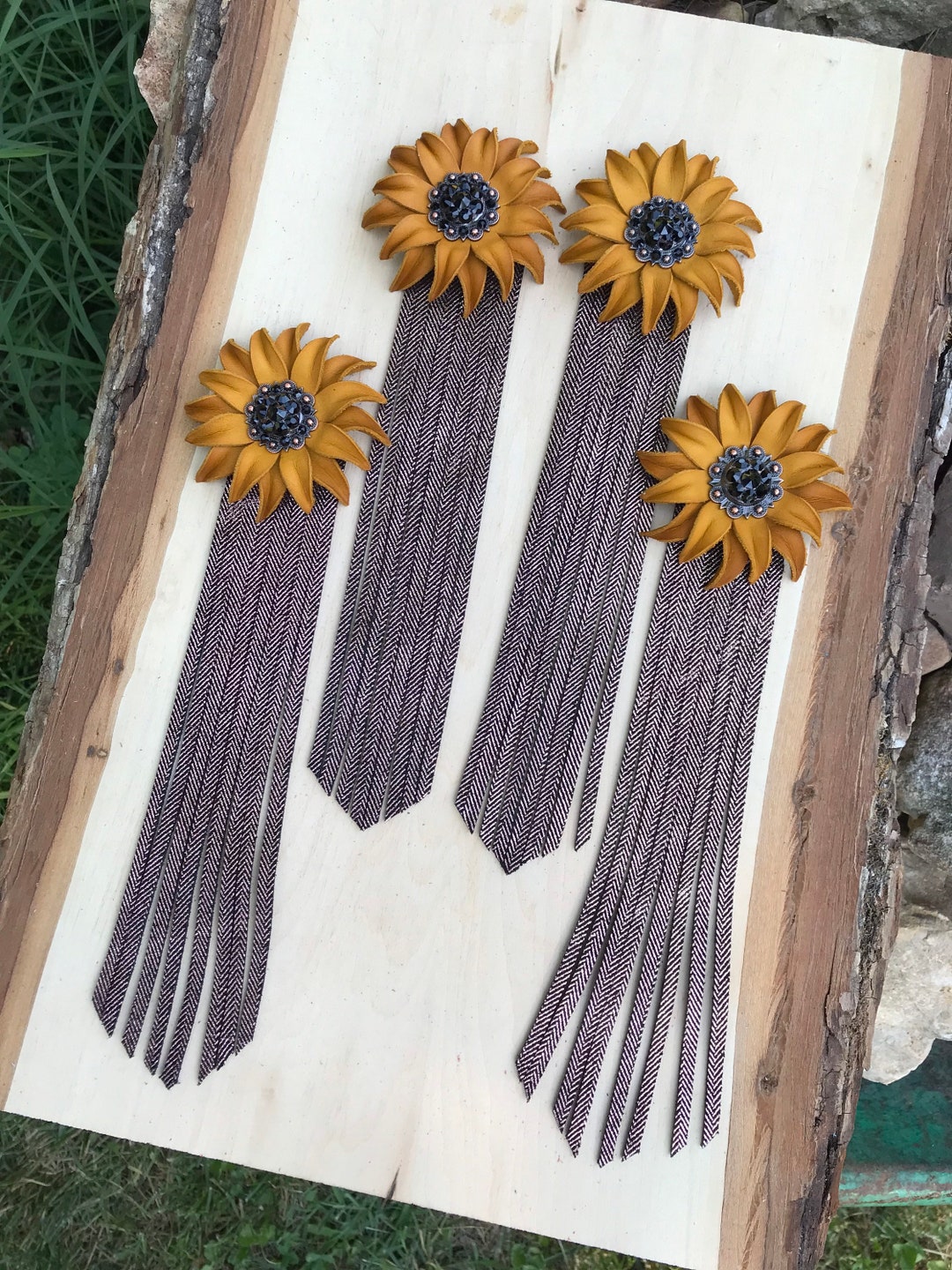 Fringe Sunflower Saddle Concho Set. Sunflower Concho. - Etsy