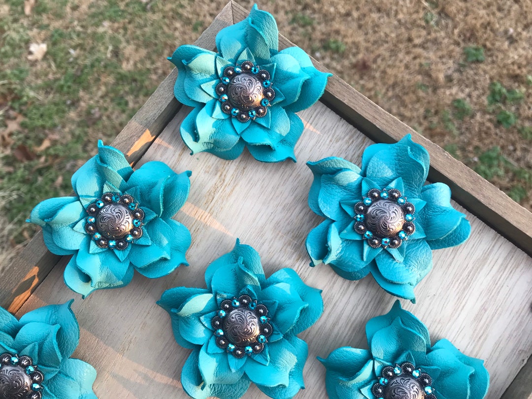 Turquoise Leather Flower Concho - Etsy