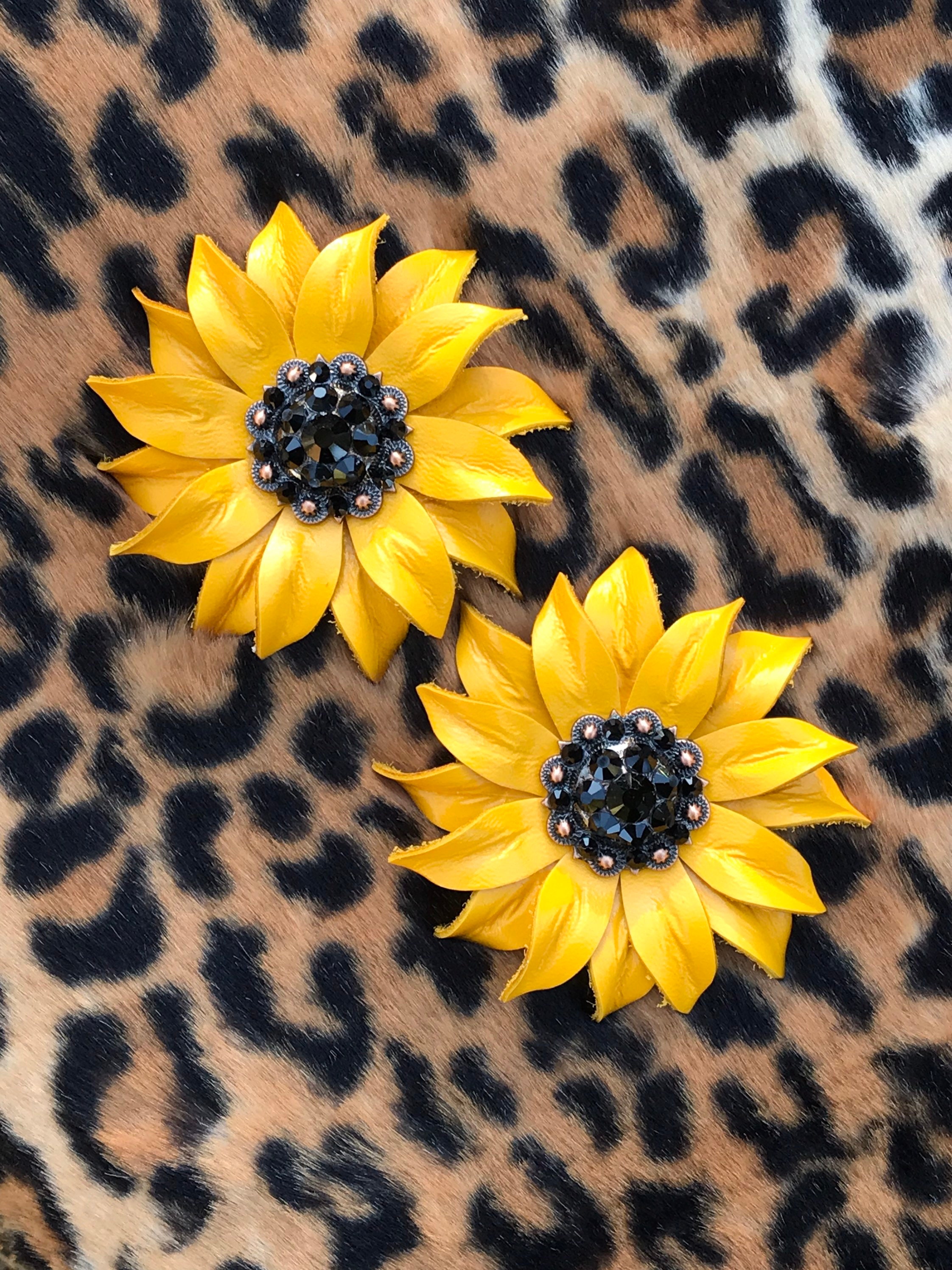 Sunflower Leather Flower Concho Sunflower Tack Sunflower Concho for ...