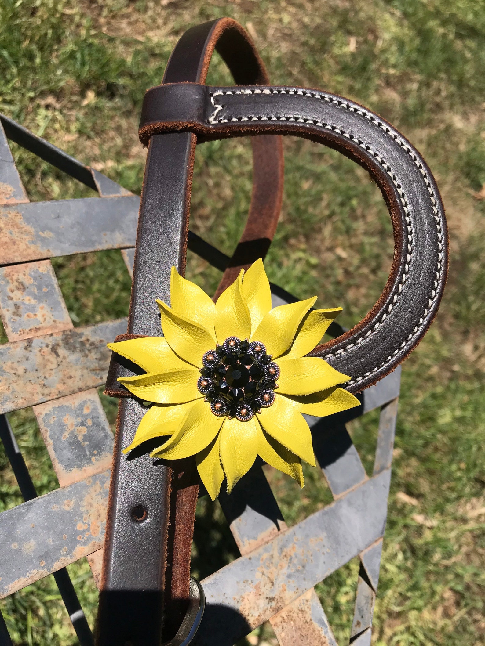 Sunflower Leather Flower Concho Sunflower Tack Sunflower Concho for ...