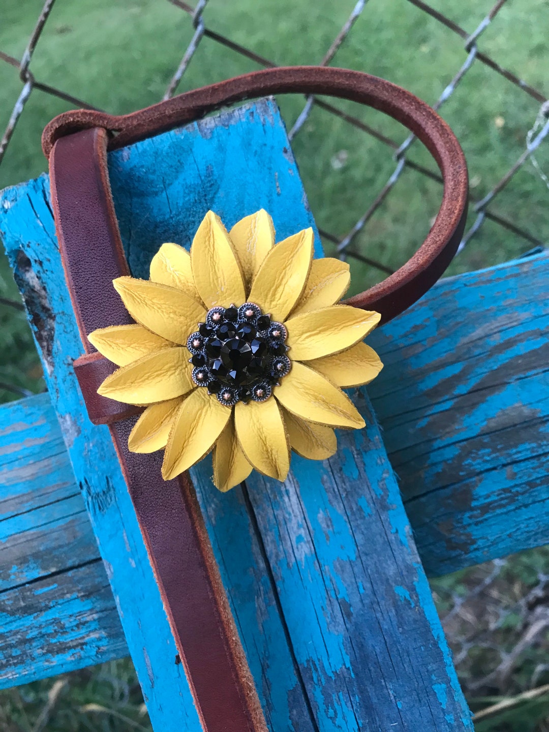 Leather Sunflower Concho. Sunflower Tack. Concho for Saddle, Headstall ...