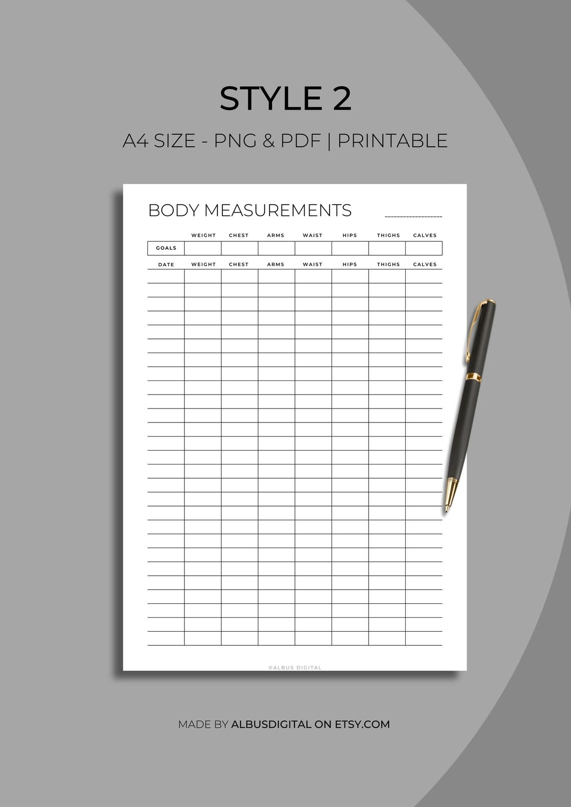Body Measurements Tracker: A4 Printable Fitness Journal (PDF-PNG) - Etsy