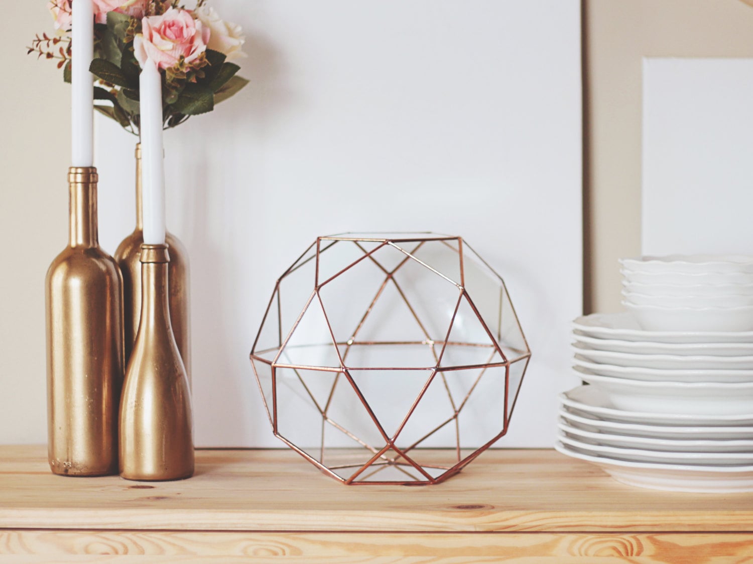 Large Glass Geometric Terrarium Container | Succulent Planter | Gift ...