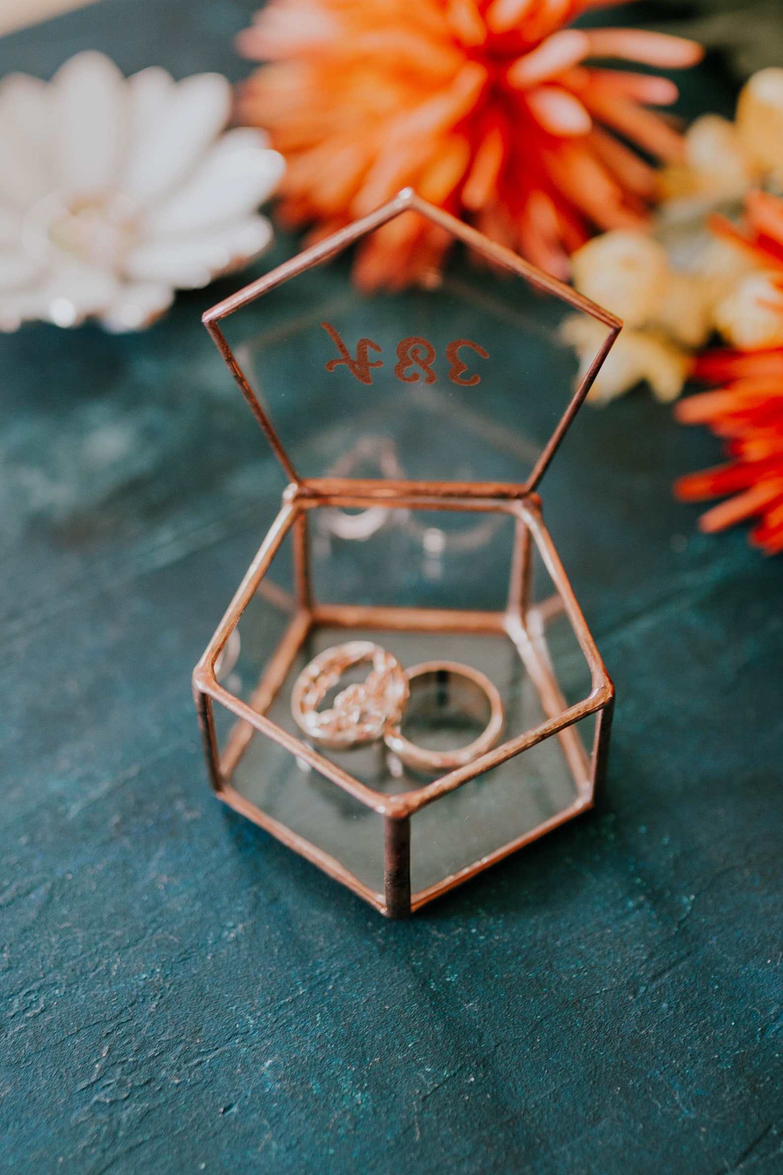 Customized Geometric Glass Wedding Ring Bearer Box, Personalized Ring ...