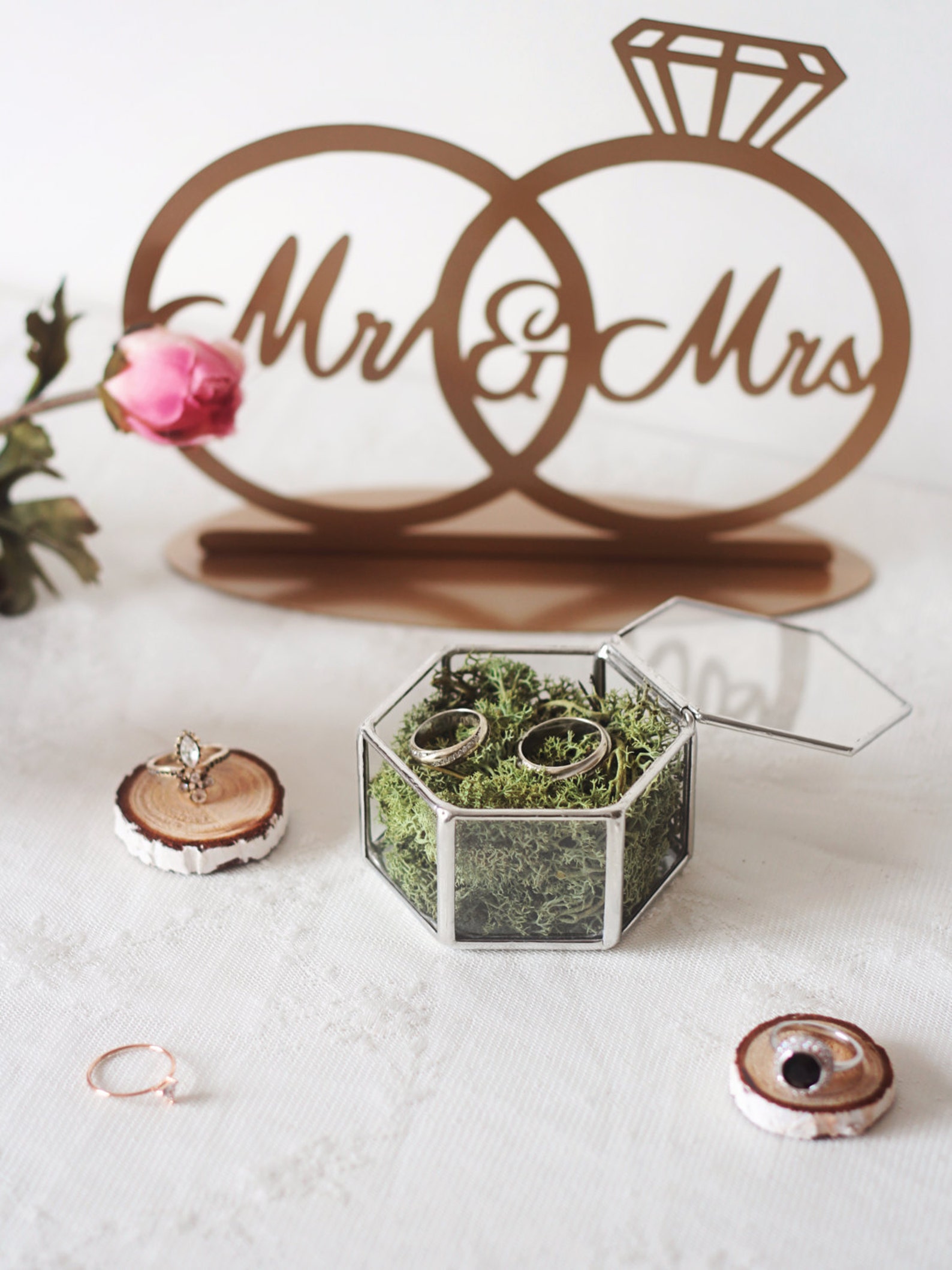 Stained Glass Geometric Wedding & Engagement Ring Box with | Etsy