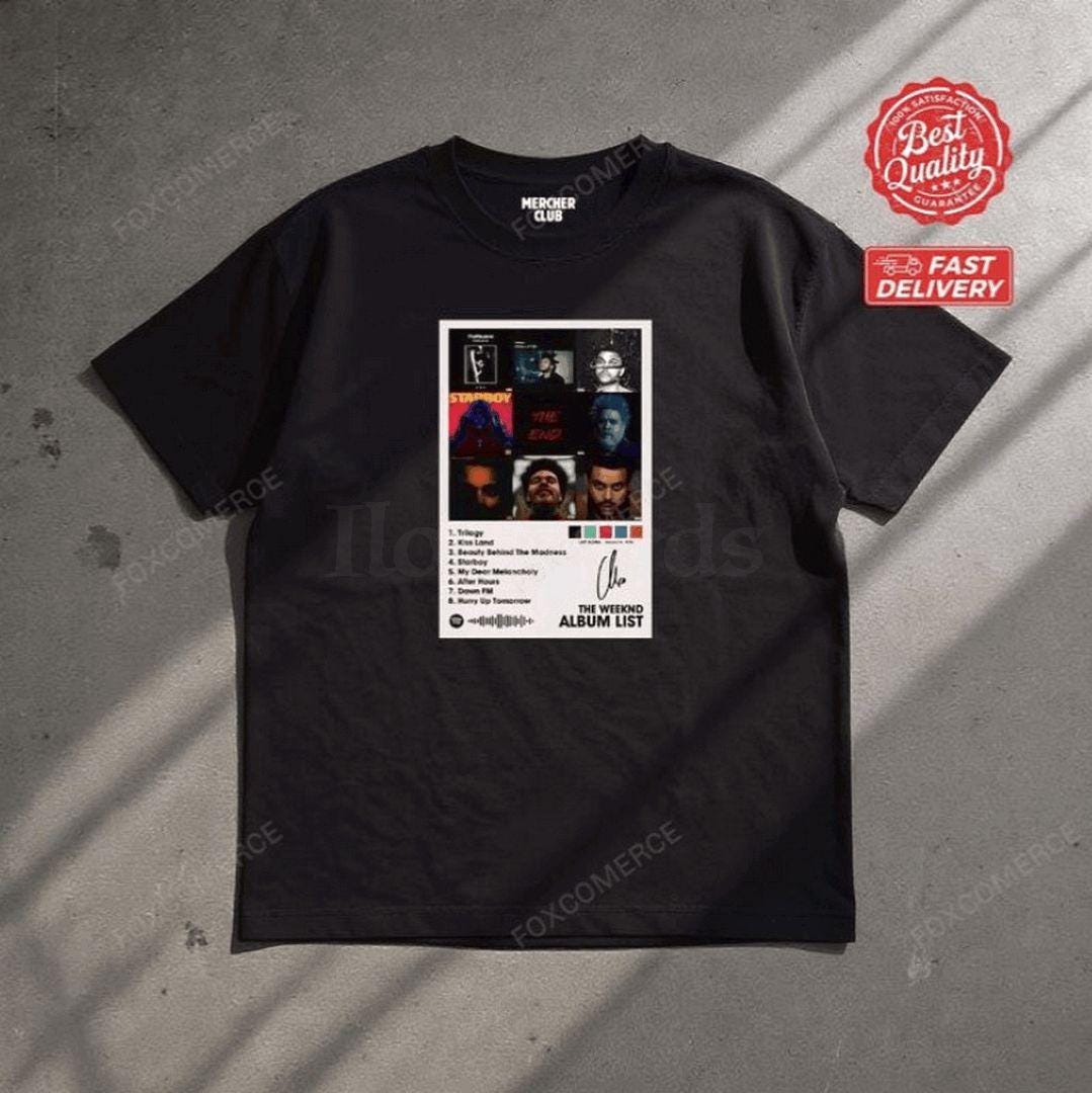 The Weeknd Full Album Poster T-shirt, Graphic Tour Merch Tee, Music Fan ...