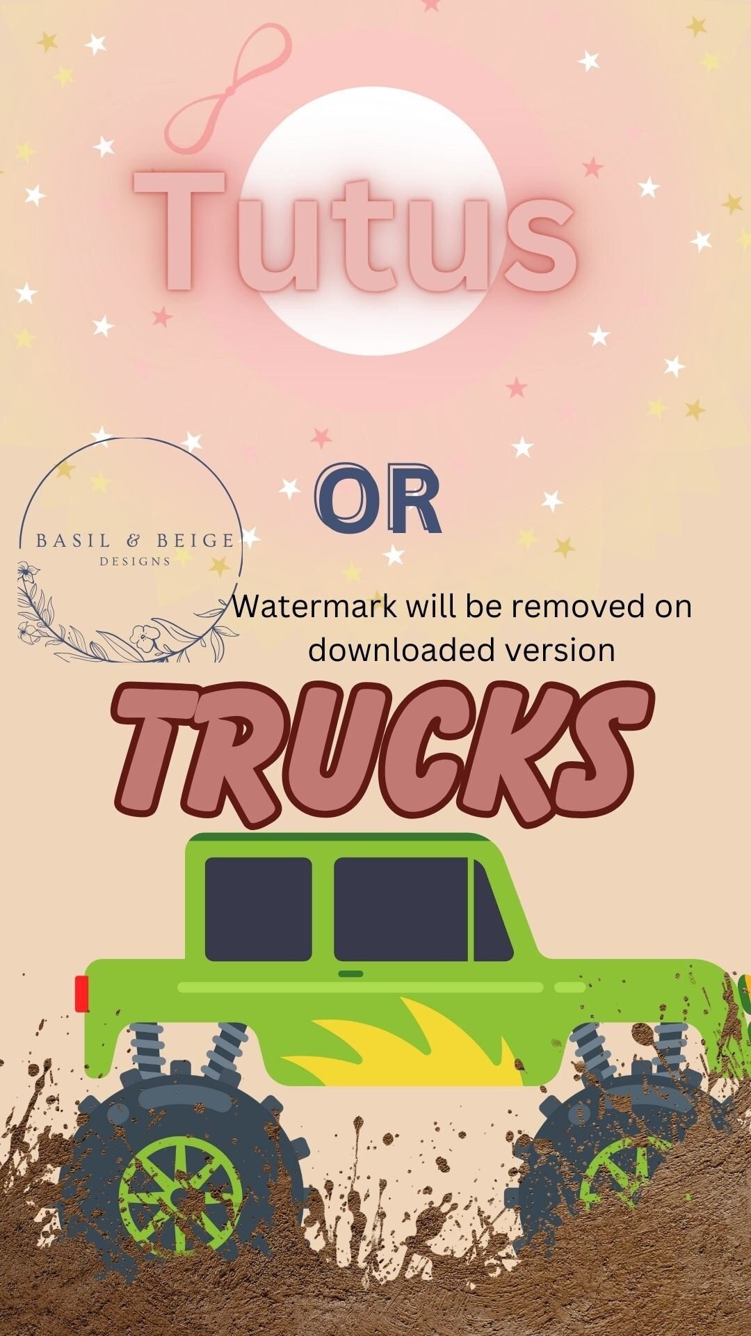 Animated Digital Gender Reveal- Tutus or Trucks. Great for Sharing With ...