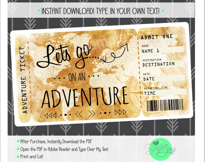 Printable Adventure Trip Ticket Surprise Vacation Ticket - Etsy Canada