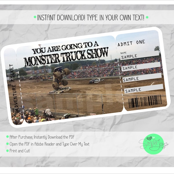 Printable Monster Jam Ticket - Etsy