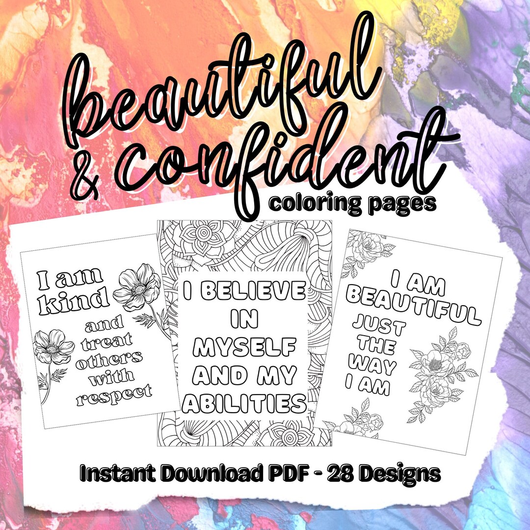 Beautiful & Confident Positive Affirmations Coloring Pages ...