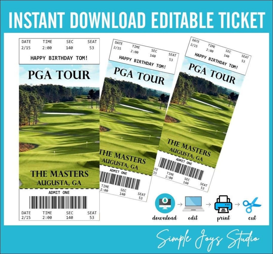 Printable Golf Tour Ticket Template: Custom Surprise Gift (PDF) - Etsy
