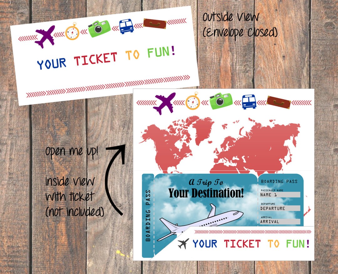Printable Vacation Ticket Envelope: Surprise Trip Boarding Pass ...