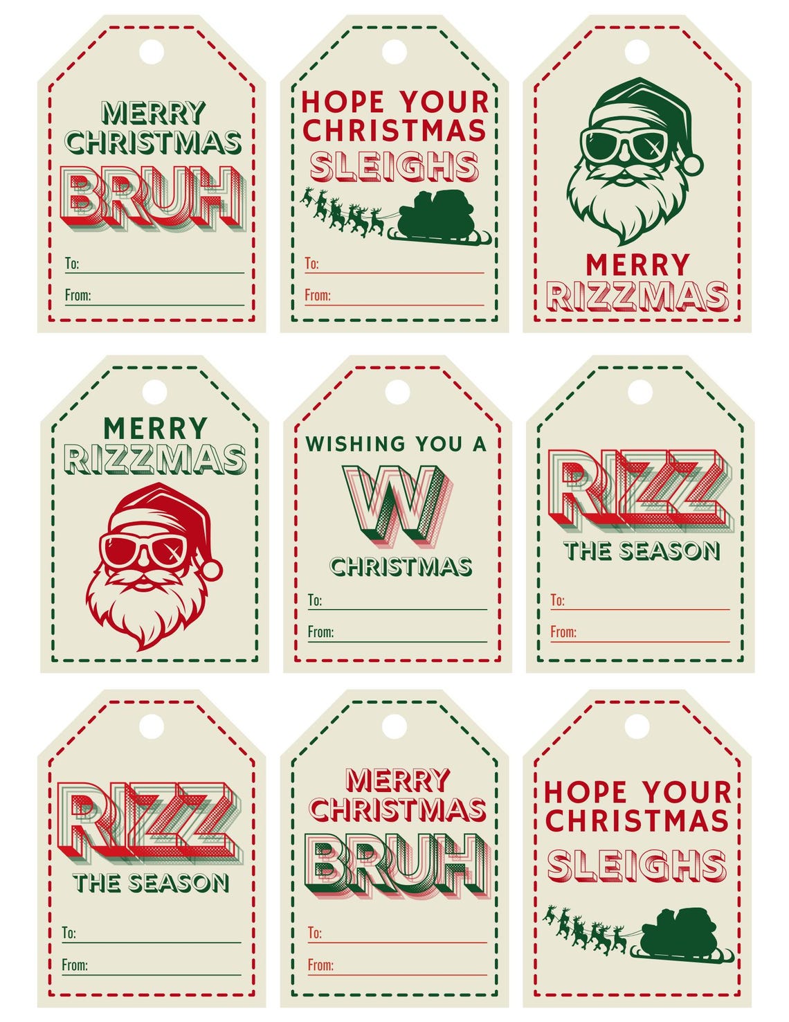 Funny Gen Z Teen Slang Printable Christmas Gift Tags - Etsy