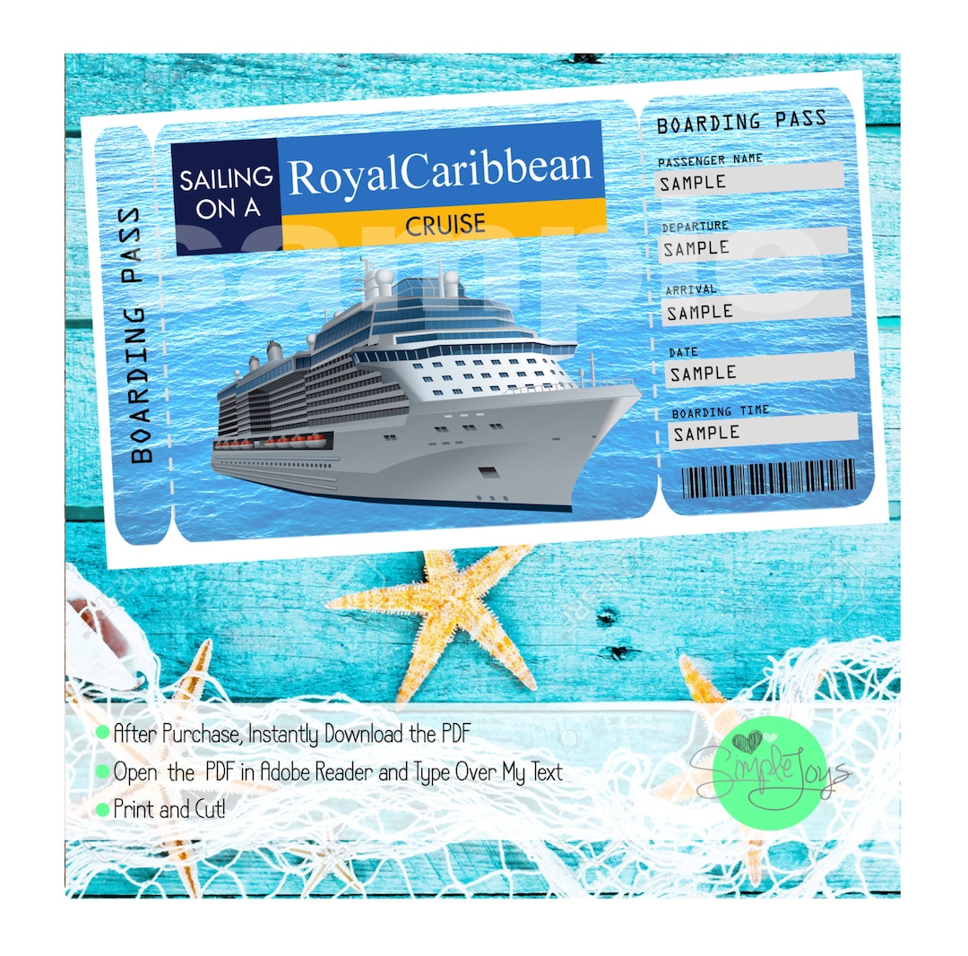 Royal Caribbean Cruise Ticket Boarding Pass - Surprise Vacation ...