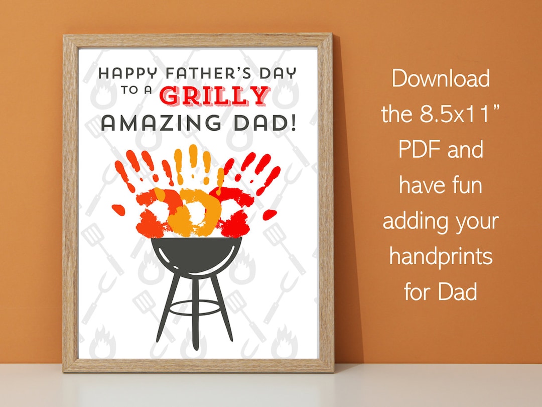 Father's Day Printable Personalized Handprint Grill, Father's Day Gift ...