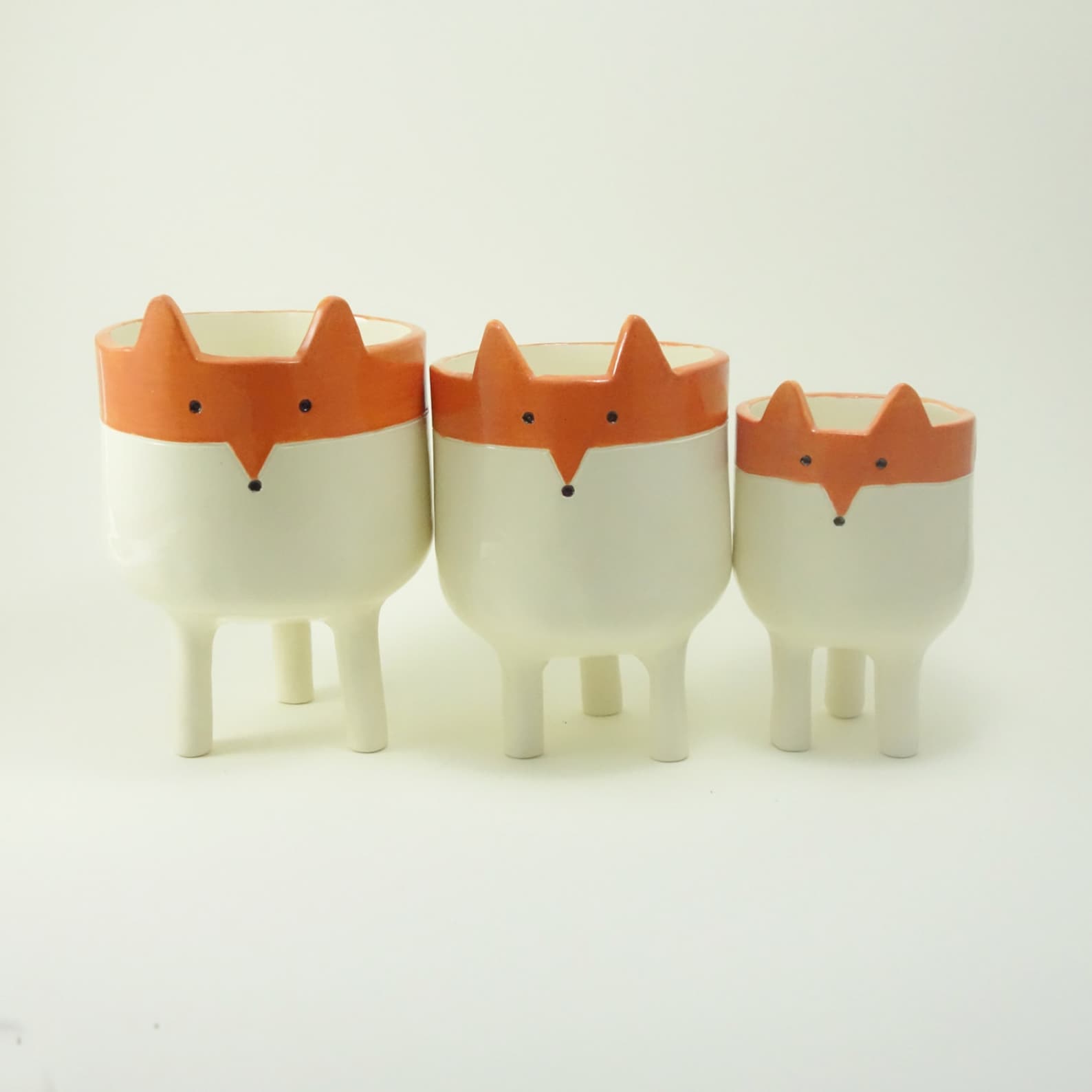 Fox Planters, Three Ceramic Fox Plant Pots, Minky Moo, Ceramic Fox ...