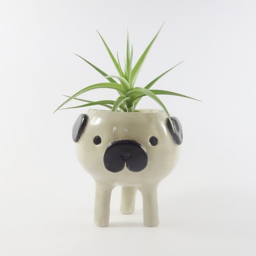 Pug Planter Dog Plant Pot Succulent Pot Ceramic Pug Pot - Etsy
