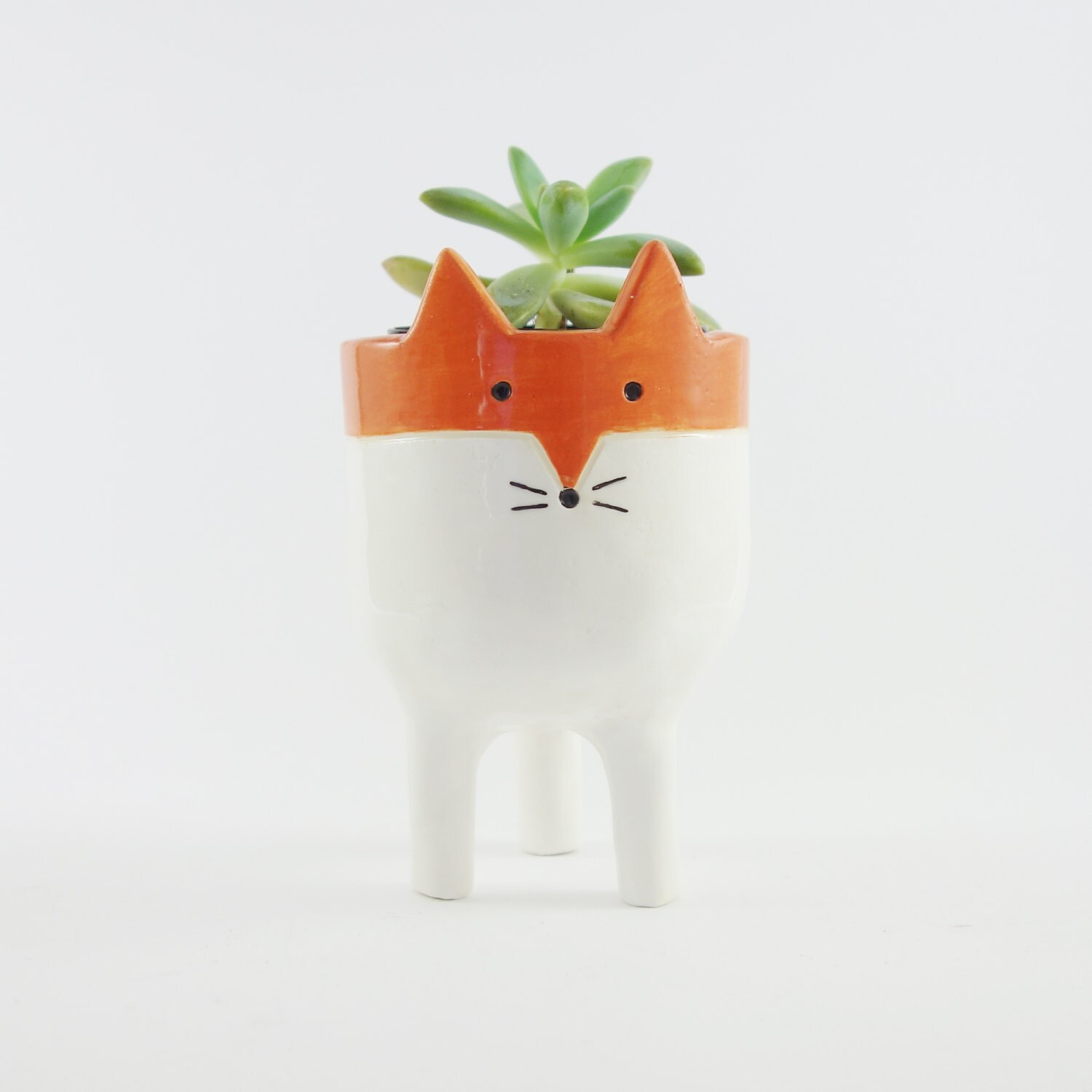 Little Tripod Fox Planter Fox Face Plant Pot Handmade - Etsy