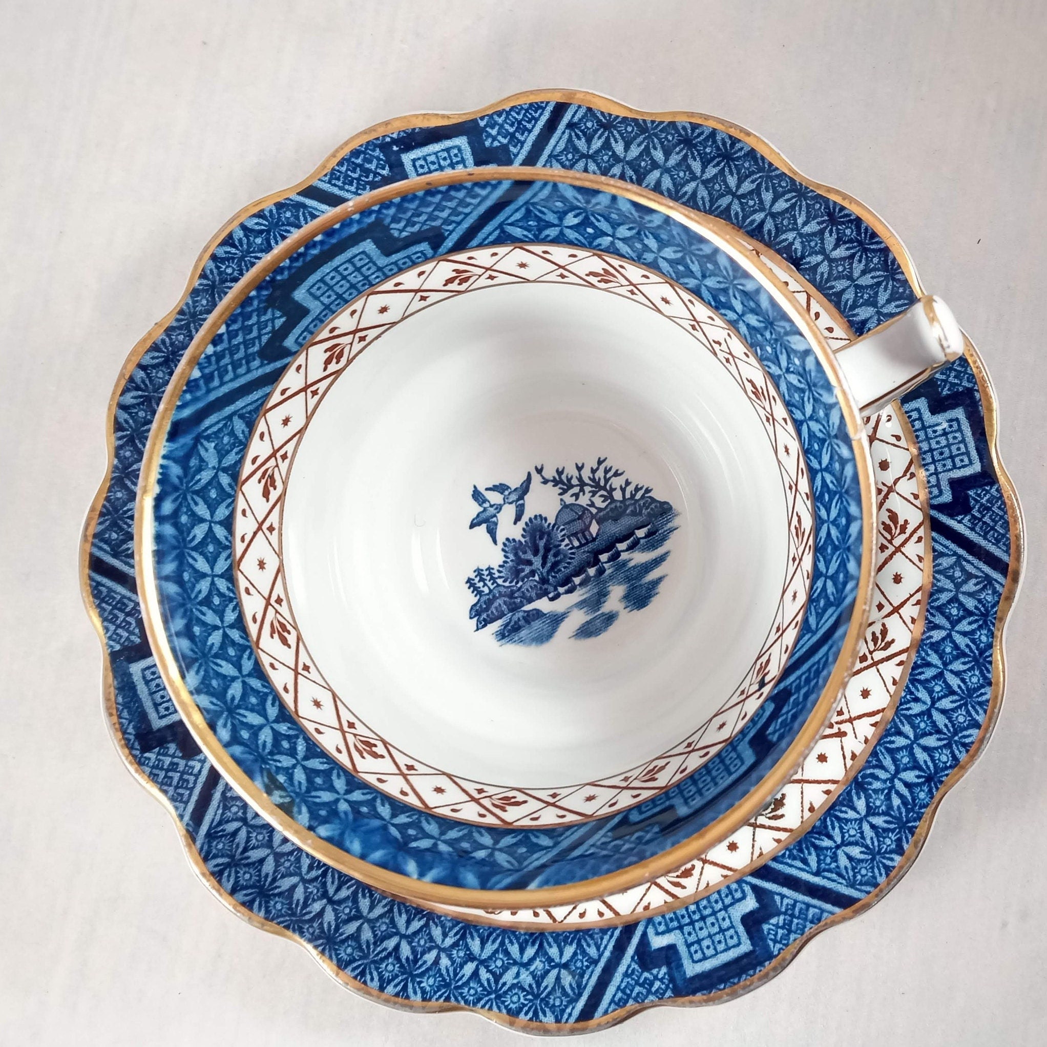 Booths Real Old Willow, Teacup and Saucer, Booths China, Gold Rim, Blue ...