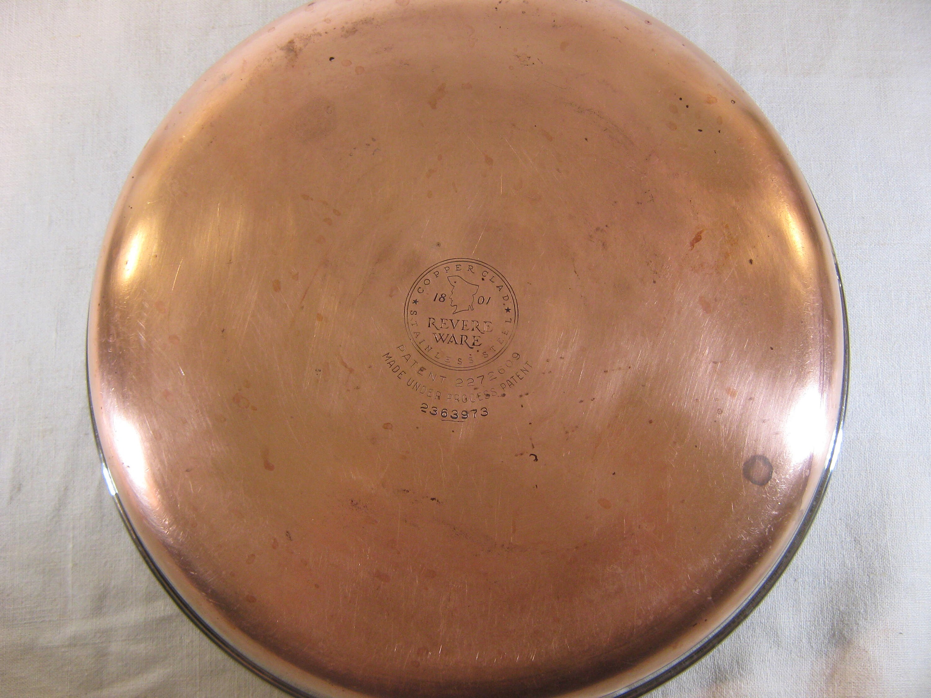 Revere Ware Copper Bottom Large Fry Pan or Skillet With Lid, 12x19x5 ...