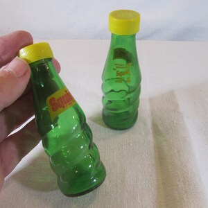 Mini Squirt Bottle Salt and Pepper Shakers, Real Glass, 1970s, Green ...