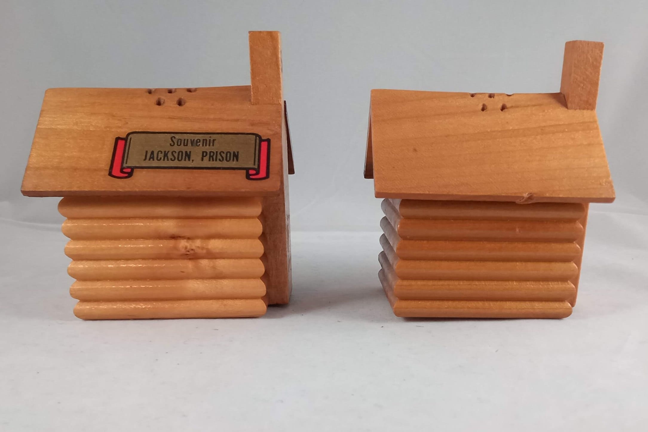 Prison Work Shop, Salt and Pepper Shaker Set, Wood Log Cabin, Jackson ...