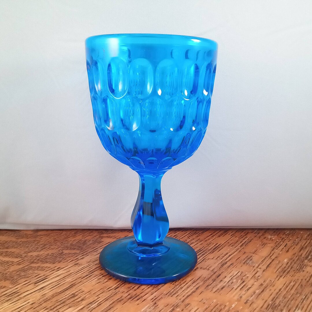 Fenton, Colonial Blue, Thumbprint Goblet, 6-1/2, 1970s, Water Goblet ...