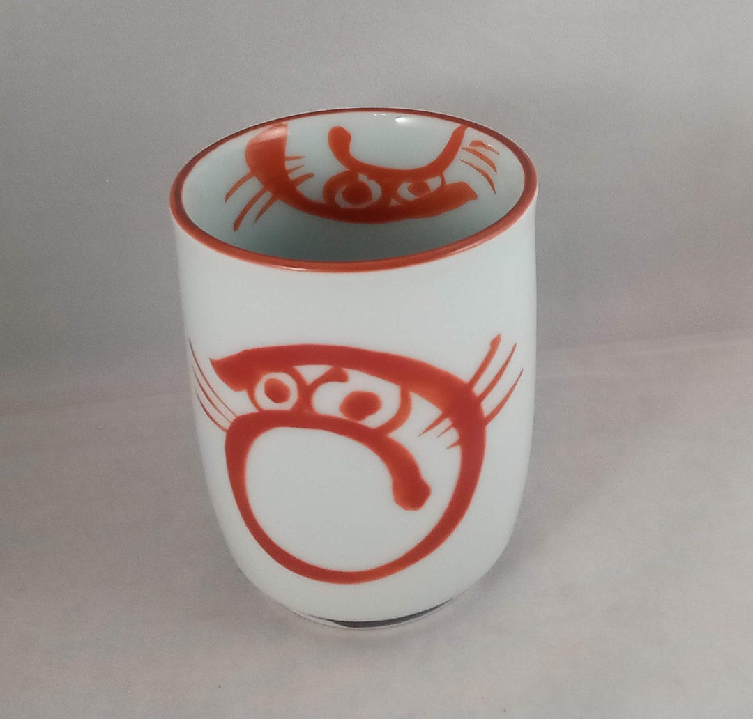 Ceramic Owl Cup, Tumbler, White, Red Owl, Thousand, Sen, Qiān, Fukurō ...