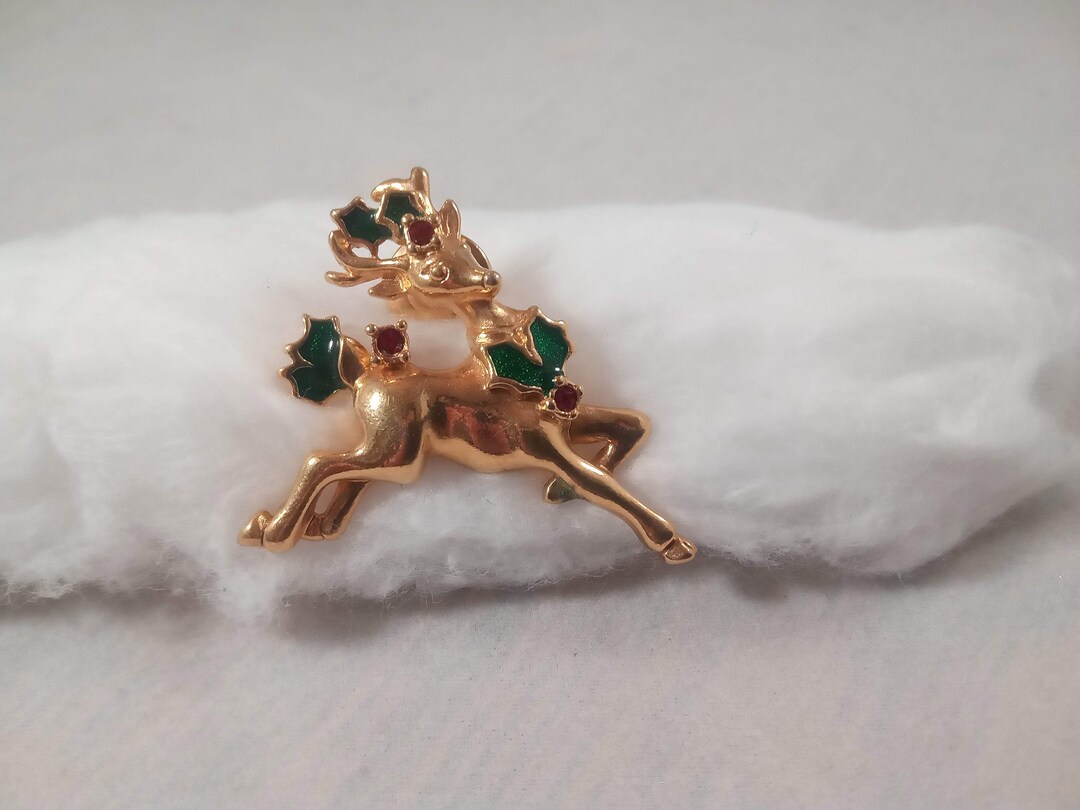 Lapel Pin, Tie Tack, Scatter Pin, Christmas Reindeer, Avon, Rhinestone ...