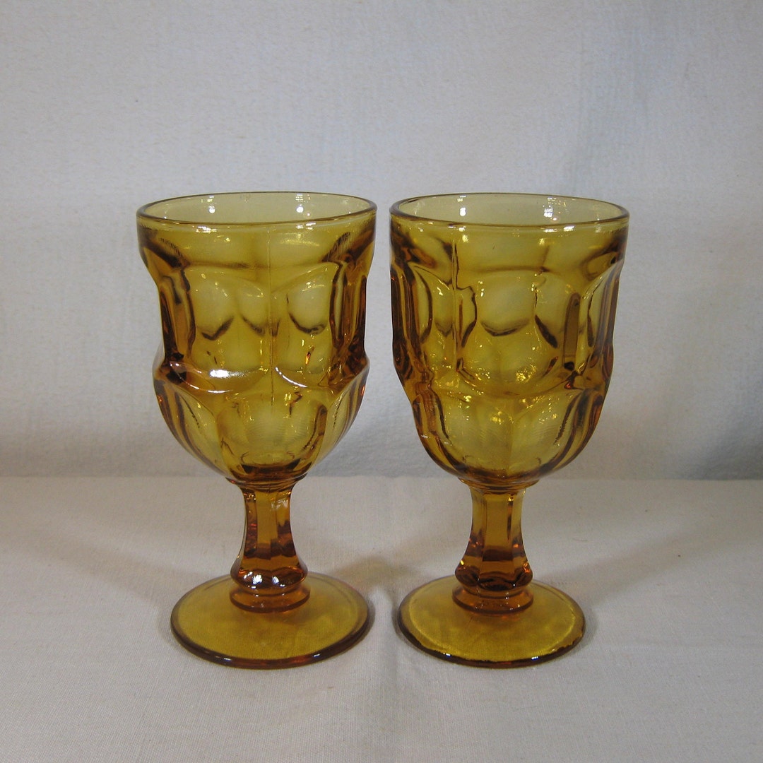 2 Ashburton Amber Water Goblets by Libby Glass Company, 6-3/8", Set of ...