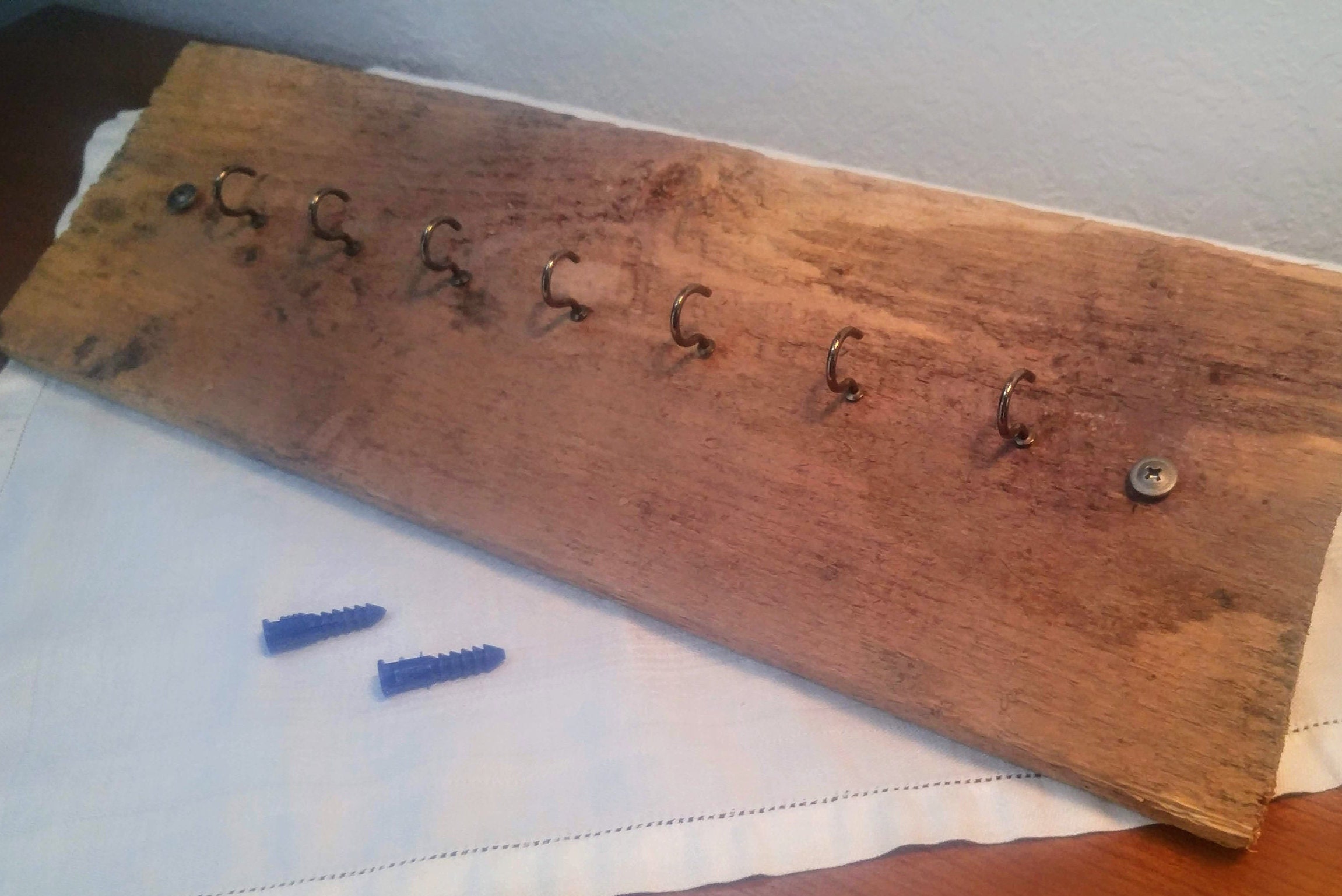 Wooden Key Rack, Wall Hung, Rustic, Reclaimed Wood, Rough Sawn ...