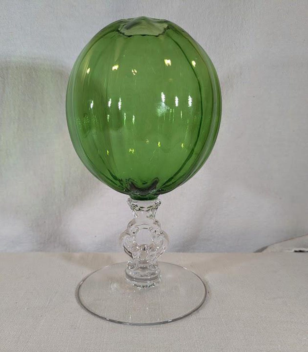 Cambridge Glass Green Keyhole Vase, Green and Clear Glass, Glass Ball ...
