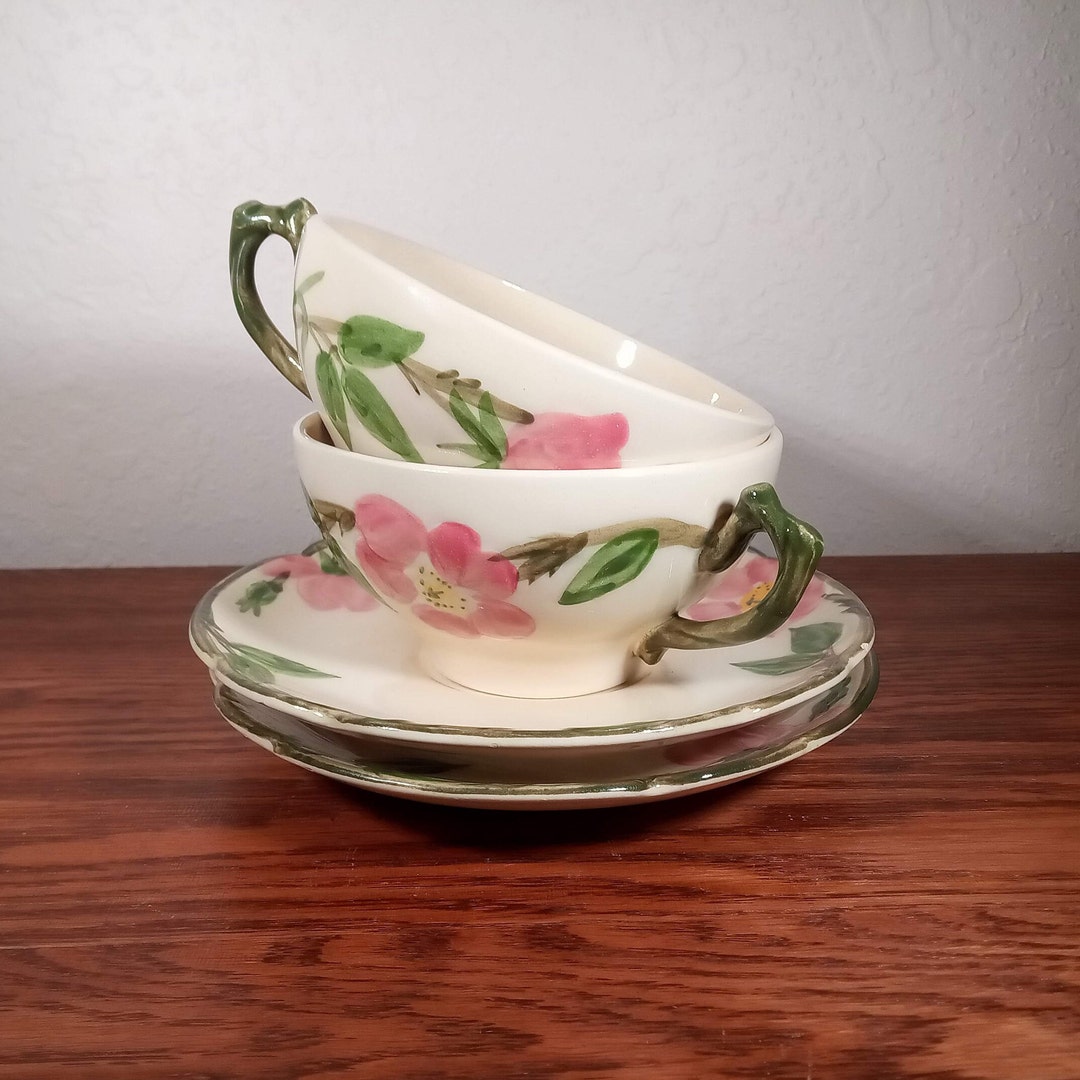 Cup and Saucer, Desert Rose Franciscan Ware, California, USA, Hand ...